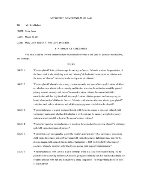 Image result for Memorandum of Law Example
