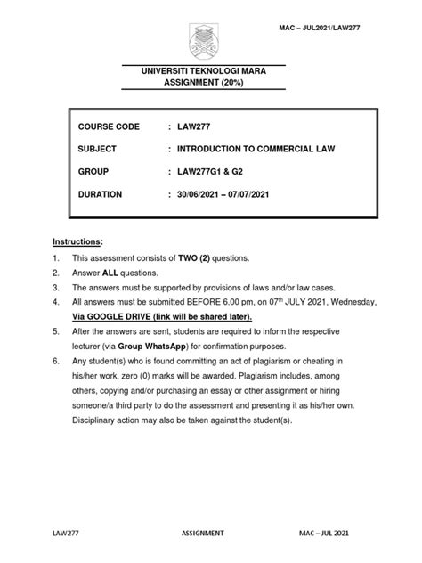 Image result for Law Assignment Sample PDF