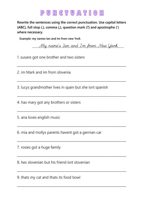 Image result for Punctuating Sentences Worksheet