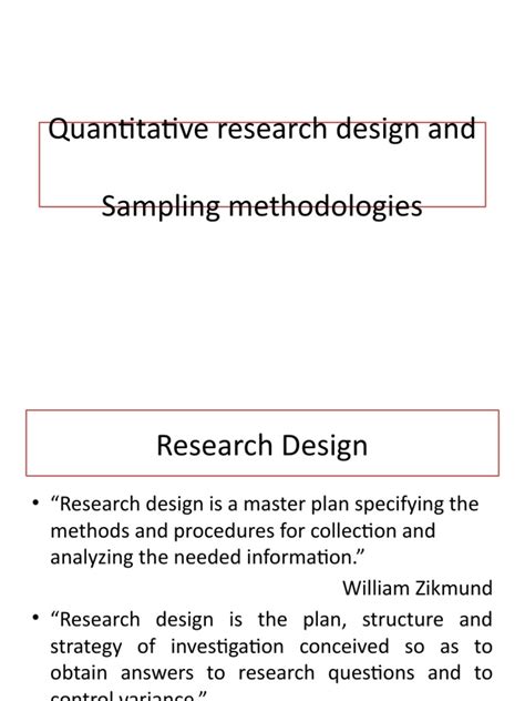 Quantitative Research Design and Sampling Methods | PDF | Research ...