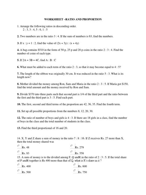 Image result for Ratio and Proportion Worksheet.pdf