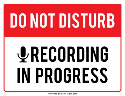 Printable Recording Sign – Free Printable Signs