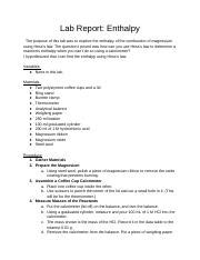 Image result for Enthalpy Lab Report