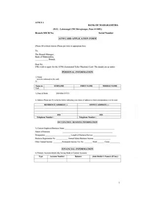 Image result for ATM Card Form