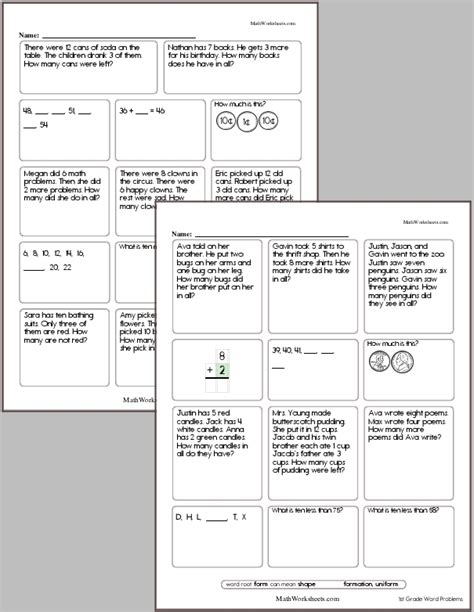 Image result for First Grade Math Word Problems Worksheets
