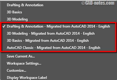 Image result for AutoCAD Workspace Settings