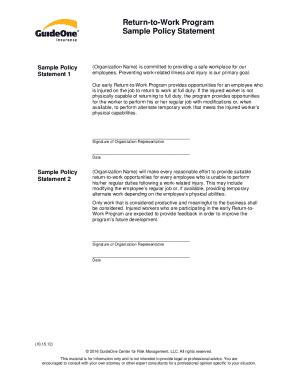 Image result for Written Return to Work Program