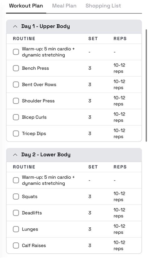 Image result for One Week Workout Plan