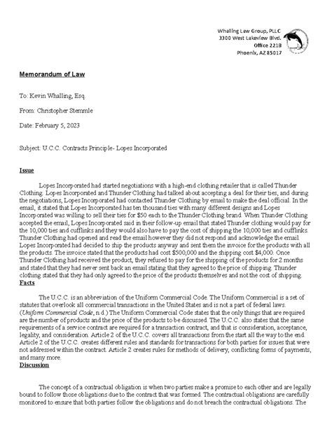Image result for Memorandum of Law Example