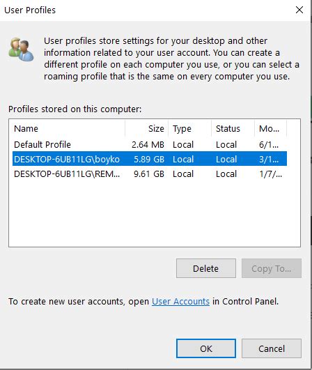 Image result for User Profiles Control Panel