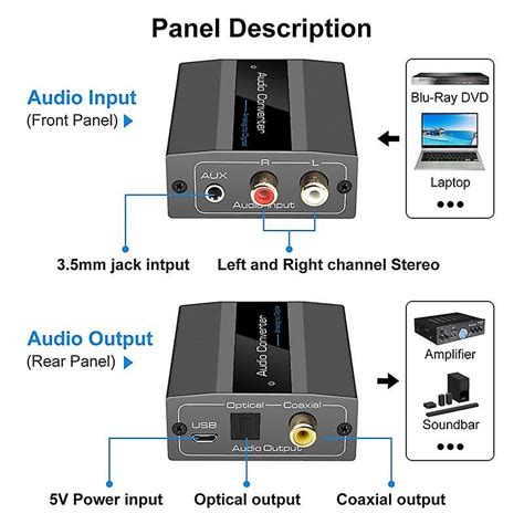 Analog To Digital Audio Converter Rca To Optical With Optical Cable ...