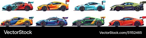 Racing cars cartoon set fast sports auto Vector Image