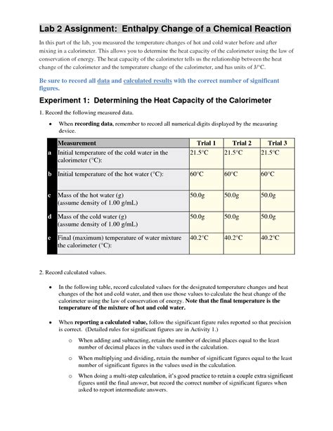 Image result for Enthalpy Change Lab