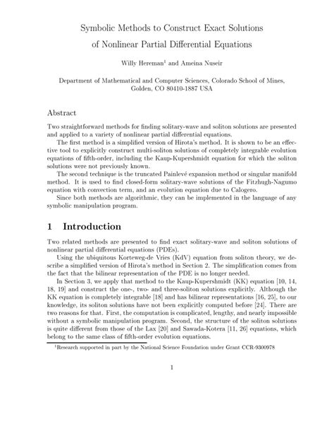 Image result for Nonlinear partial differential equation Nonlinear PDE Solutions