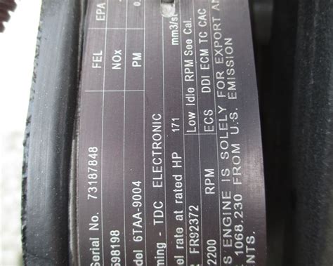 Image result for Cummins Engine Serial Number