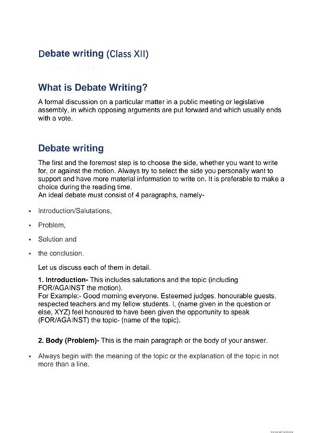 Image result for Debate Writing Class 8