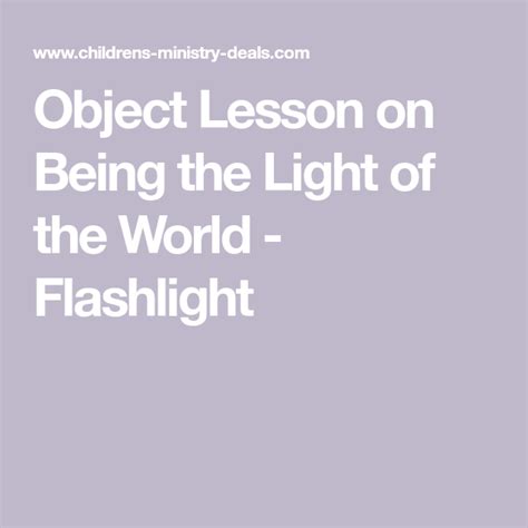 Image result for Object Lesson Light of the World