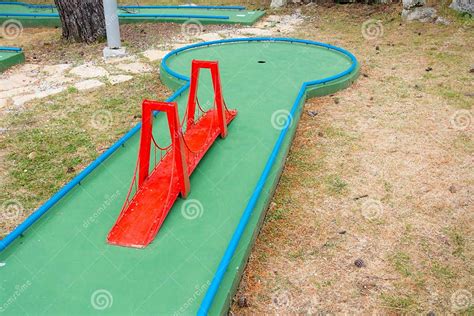 Mini Golf Course with Obstacles Stock Photo - Image of bridge ...