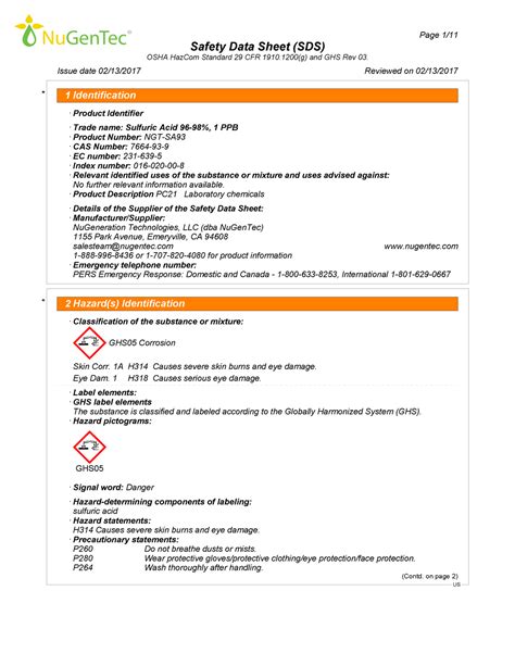 Image result for Example of SDS Sheet