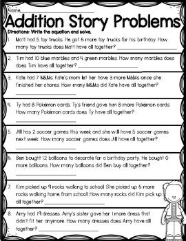 Image result for Story Problems On Addition