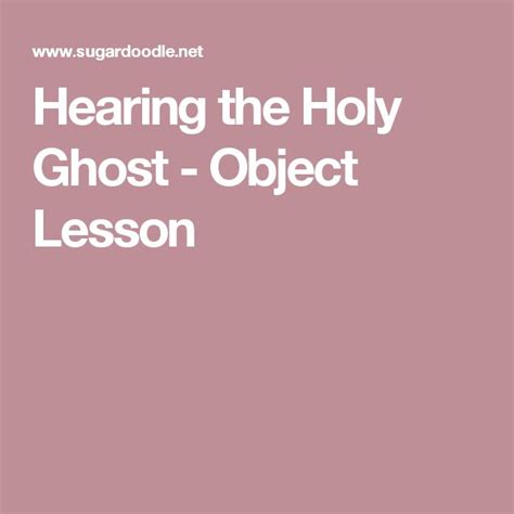 Image result for Holy Ghost Object Lesson