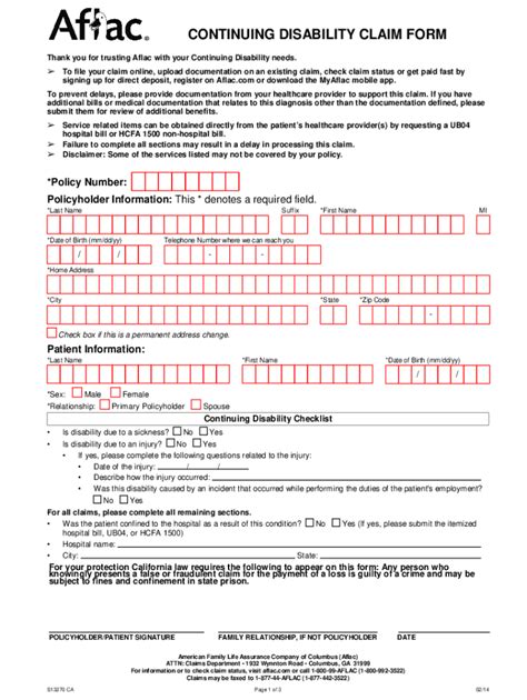 Image result for Continuing Disability Claim Form