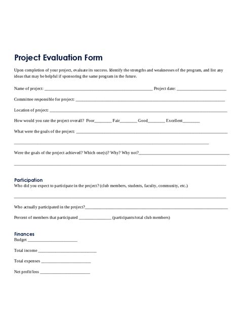 Image result for Project Evaluation Form