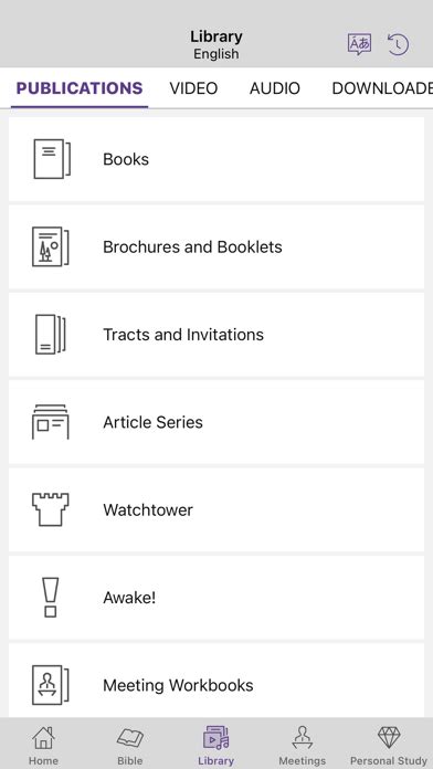 Image result for JW Library Menu Bar