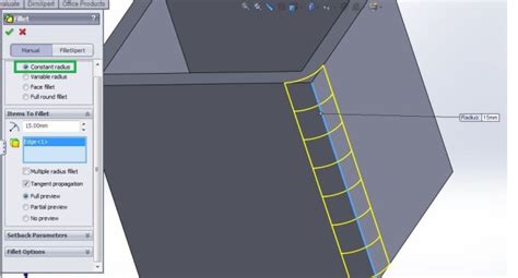 Image result for SolidWorks Fillet without Line