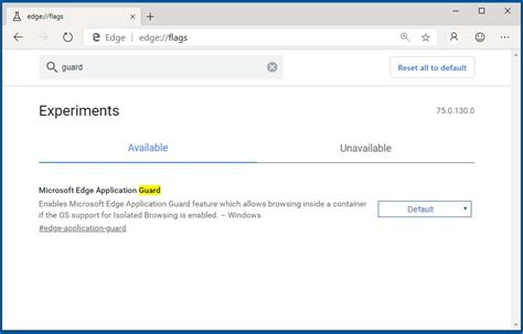 Image result for Microsoft Edge Application Guard Command Line