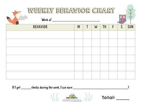 Image result for Behavior Chart Template