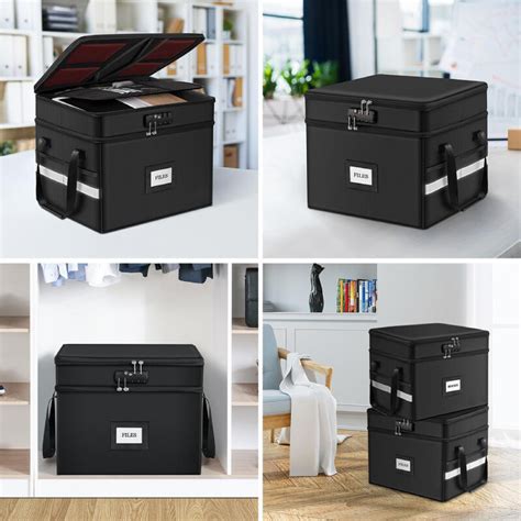 File Box With Lock 2-layer Document Organizer Fireproof Waterproof ...