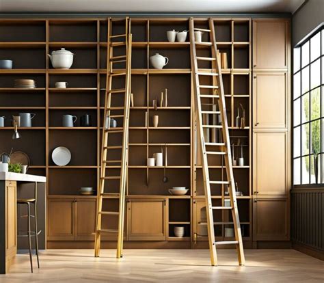 Image result for Kitchen Cabinets with Library Ladder
