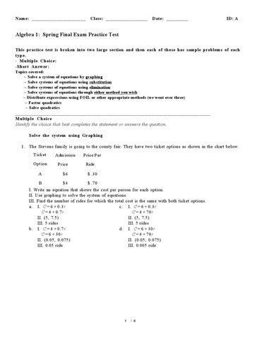 Image result for Algebra 1 Practice Test