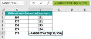 Image result for Example of Randbetween Formula