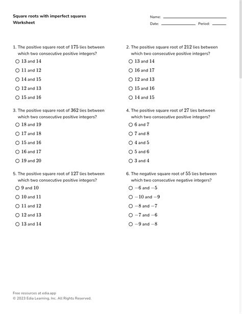 Image result for Square Root Worksheet