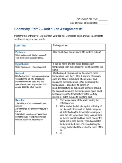Image result for Lab Enthalpy Student Guide
