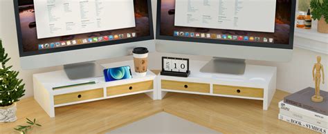 Amazon.com: Monitor Stand Riser with Drawer - White Laptop Stand ...