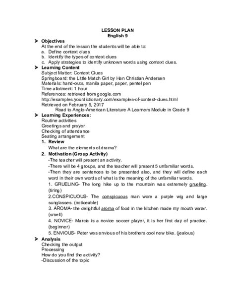 Image result for Context Setting for a Lesson Plan