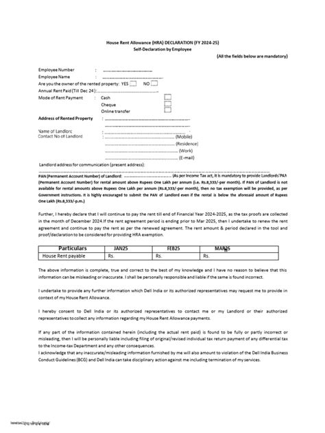 Image result for HRA Self Declaration Form