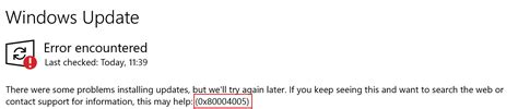 Image result for Error Code 0X80004005
