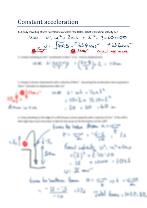 Image result for Physics Acceleration Worksheet