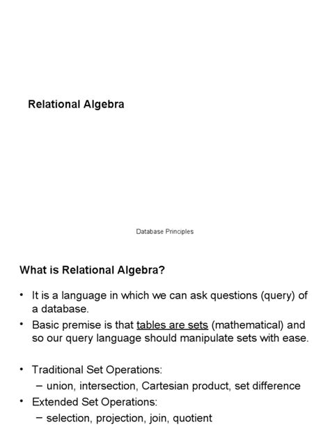 Image result for Relational Algebra in Database PDF
