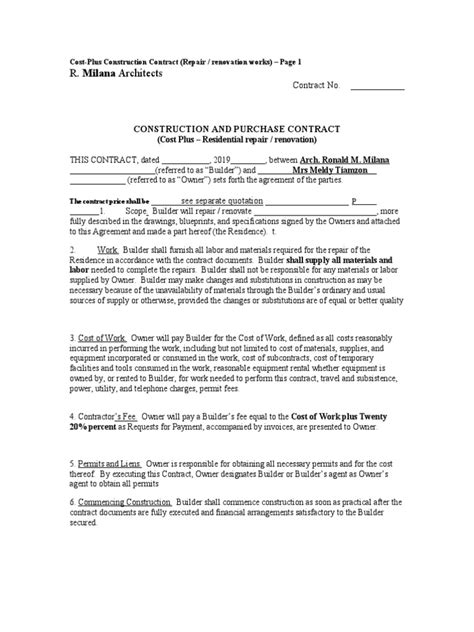 Image result for Cost Plus Percentage Contract Examples