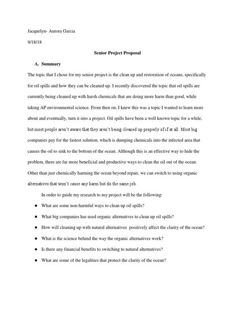 Image result for Senior Project Proposal Example