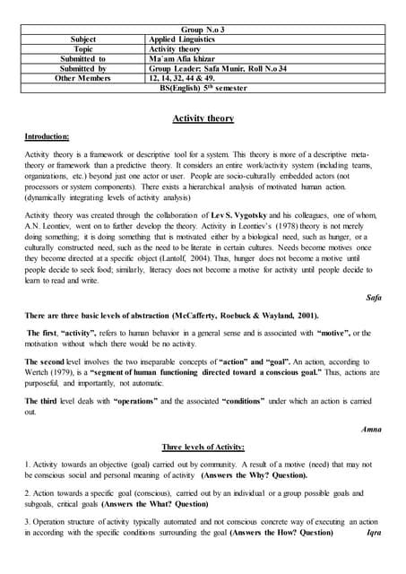 Image result for Activity Theory Explained