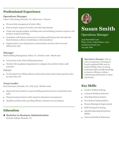 Image result for Operations Management Resume Examples