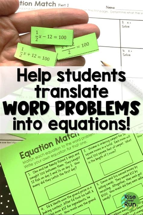 Image result for Writing Word Problems to Solve Equations