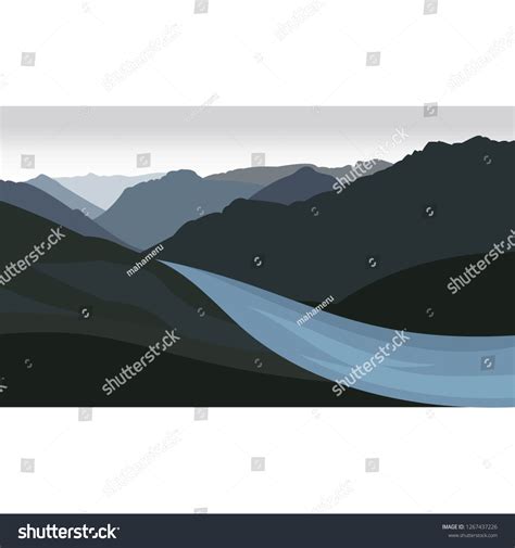 Vector Mountain Scenery Stock Vector (Royalty Free) 1267437226 ...
