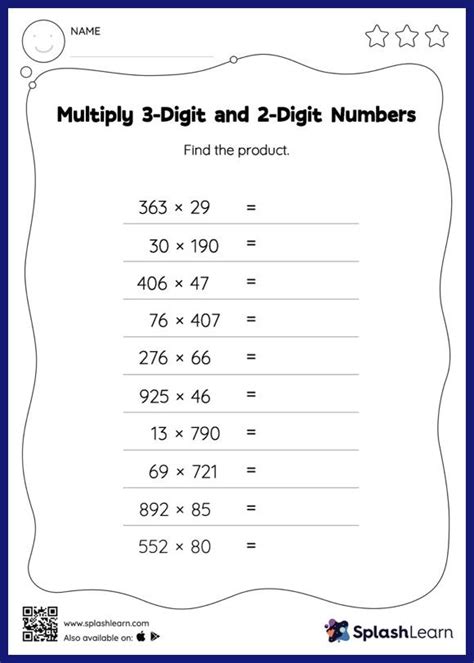 Image result for Multiplying 3 Numbers Worksheet
